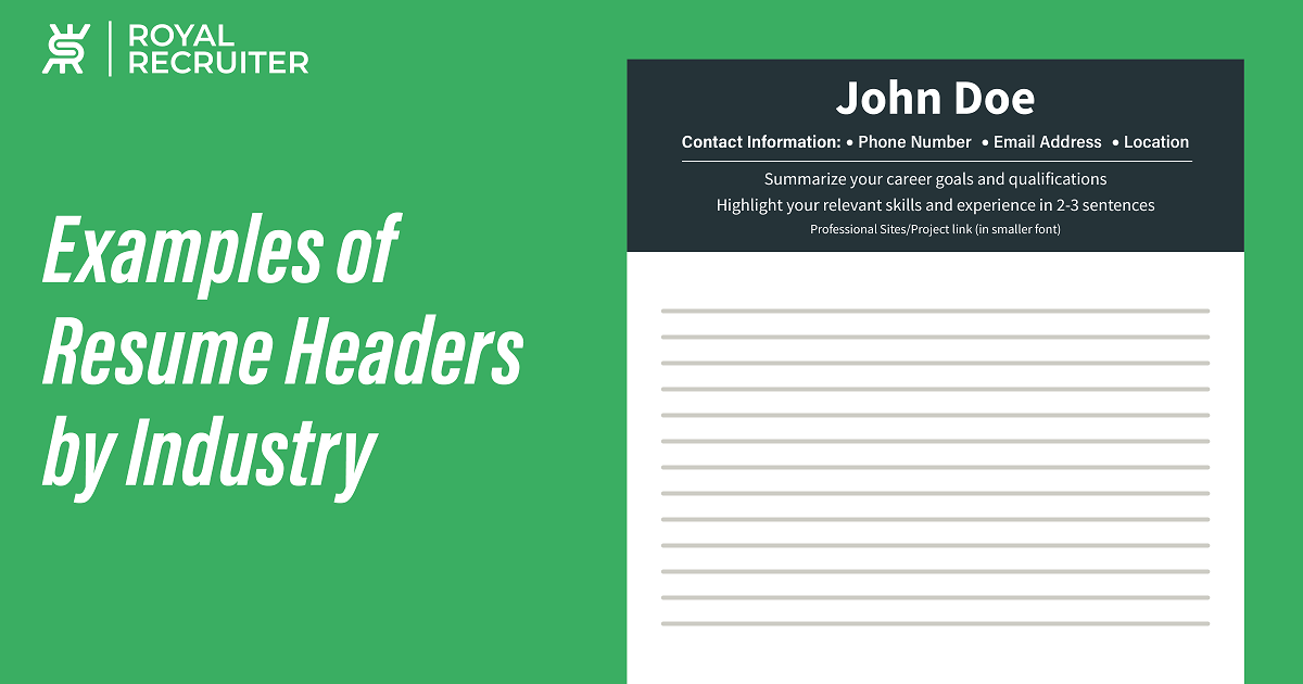 Resume Header Examples: How To Create A Resume Header - Royal Recruiter